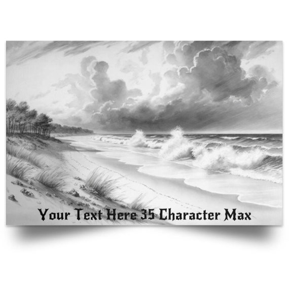 Beach Landscape Pencil Drawing