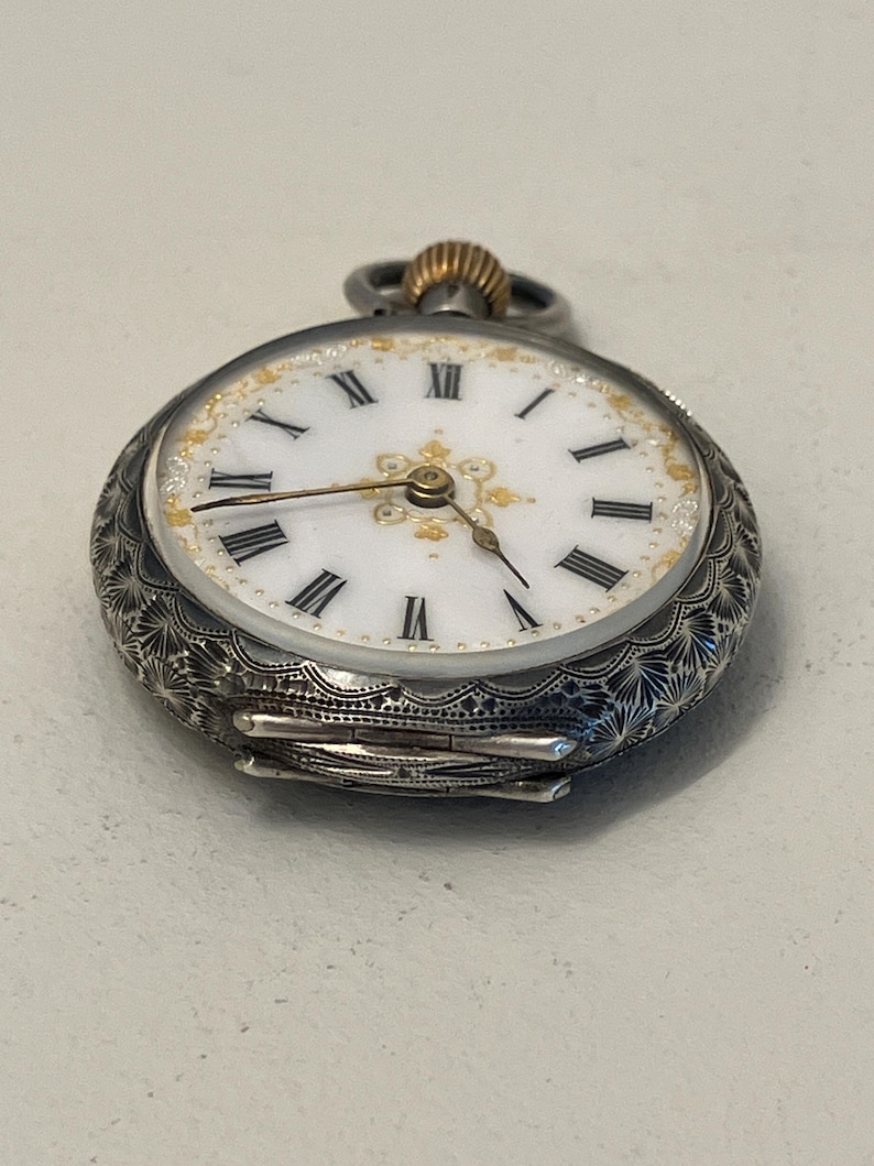 Lovely Victorian Ladies' Pocket Watch, Sterling Silver Case, Porcelain ...