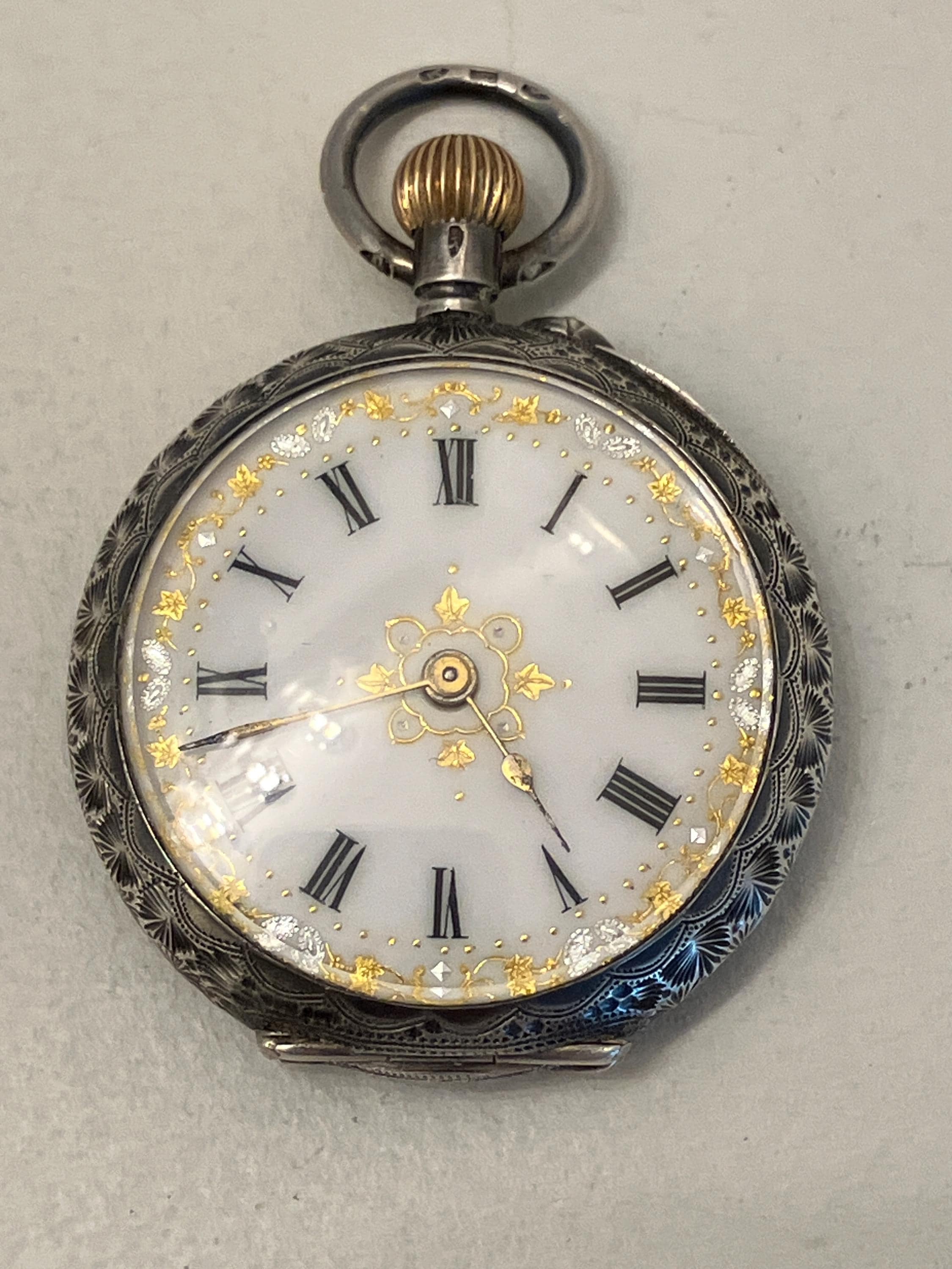 Lovely Victorian Ladies' Pocket Watch, Sterling Silver Case, Porcelain ...