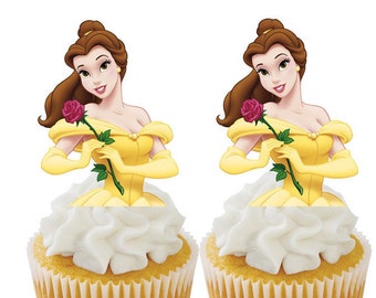 Princess Belle Cupcake Toppers, Beauty & the Beast Cupcake Toppers ...