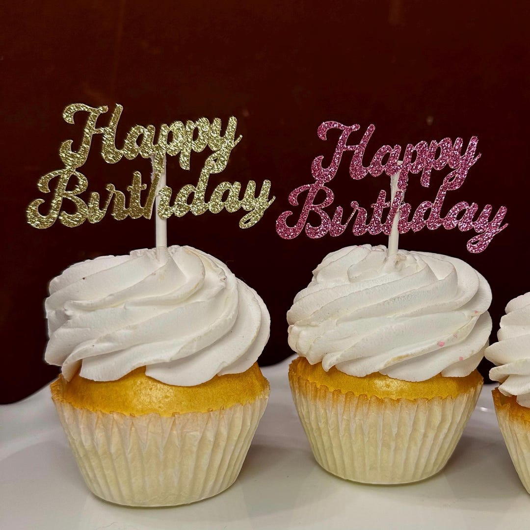 Happy Birthday Cupcake Toppers - Etsy