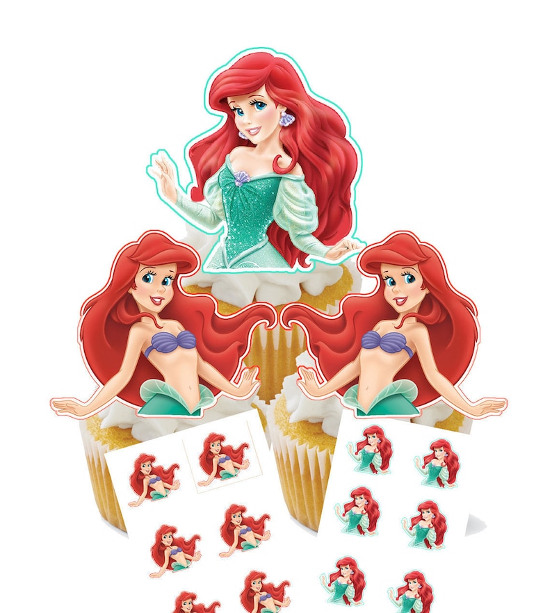Ariel Cupcake Toppers: Printable Little Mermaid Party Decor (digital ...
