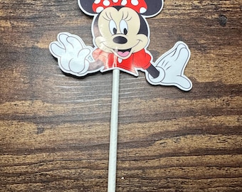 Glittered Minnie Mouse Toppers, Minnie Cupcake Toppers, Minnie Food ...