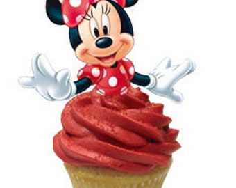 Mickey Mouse Cupcake Toppers, Starburst Cupcake Toppers, Red, White ...