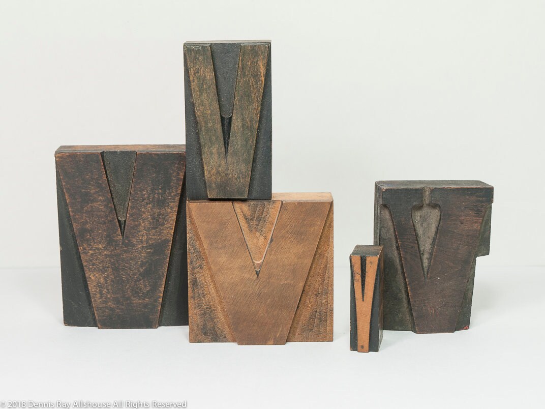 Vintage Letterpress Letters (5) V, Large Wood Letters, Craft Supply ...