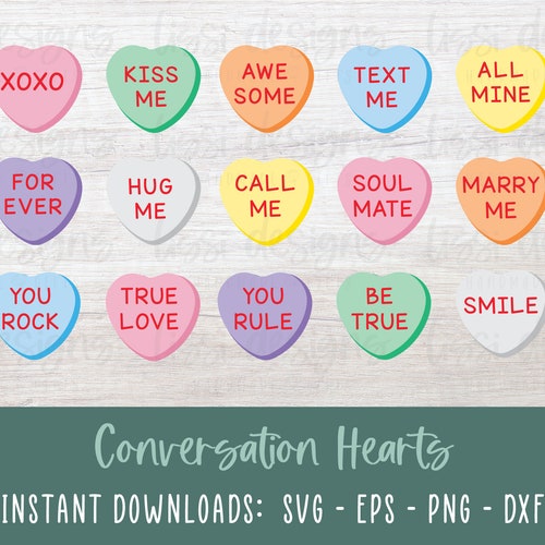 Blank Conversation Hearts SVG Valentine's Day Candy - Etsy