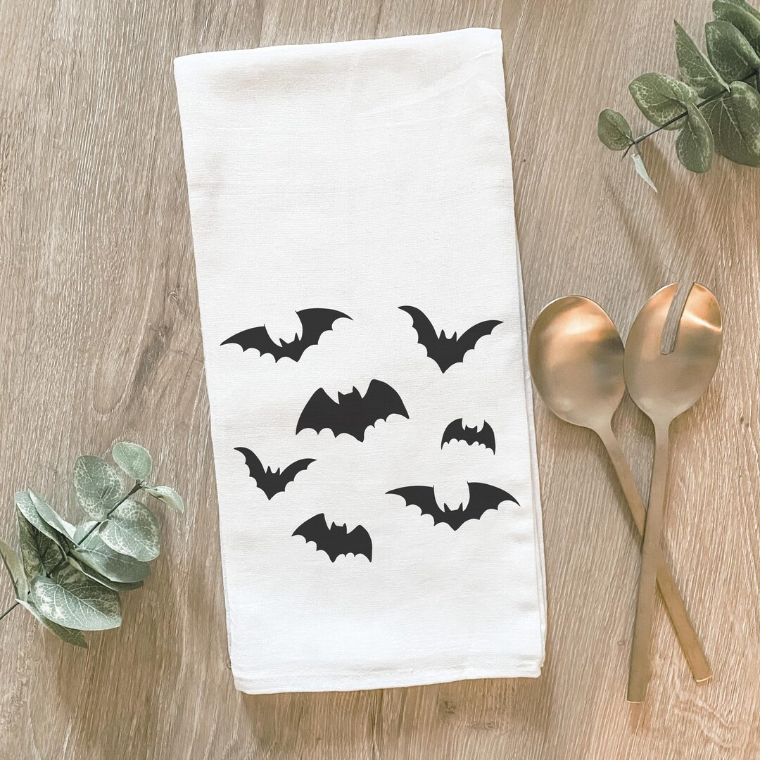 Halloween Bats Tea Towel: Spooky Kitchen Decor - Etsy
