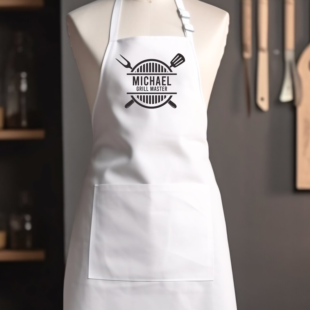 Personalized Grill Master Apron, Custom Grilling Apron With Pockets ...