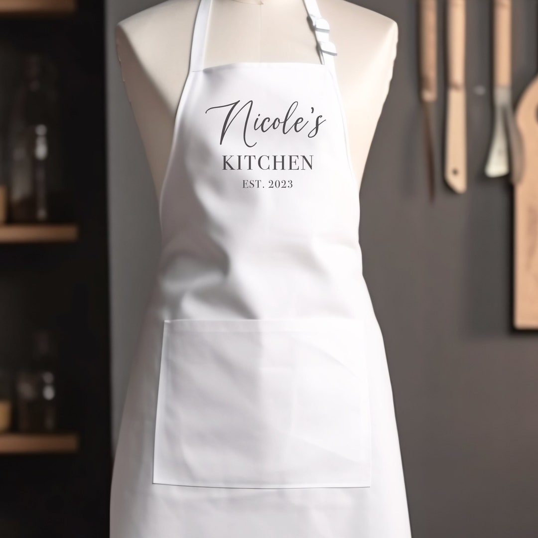 Personalized Kitchen Apron With Name, Custom Cooking Apron With Pockets ...