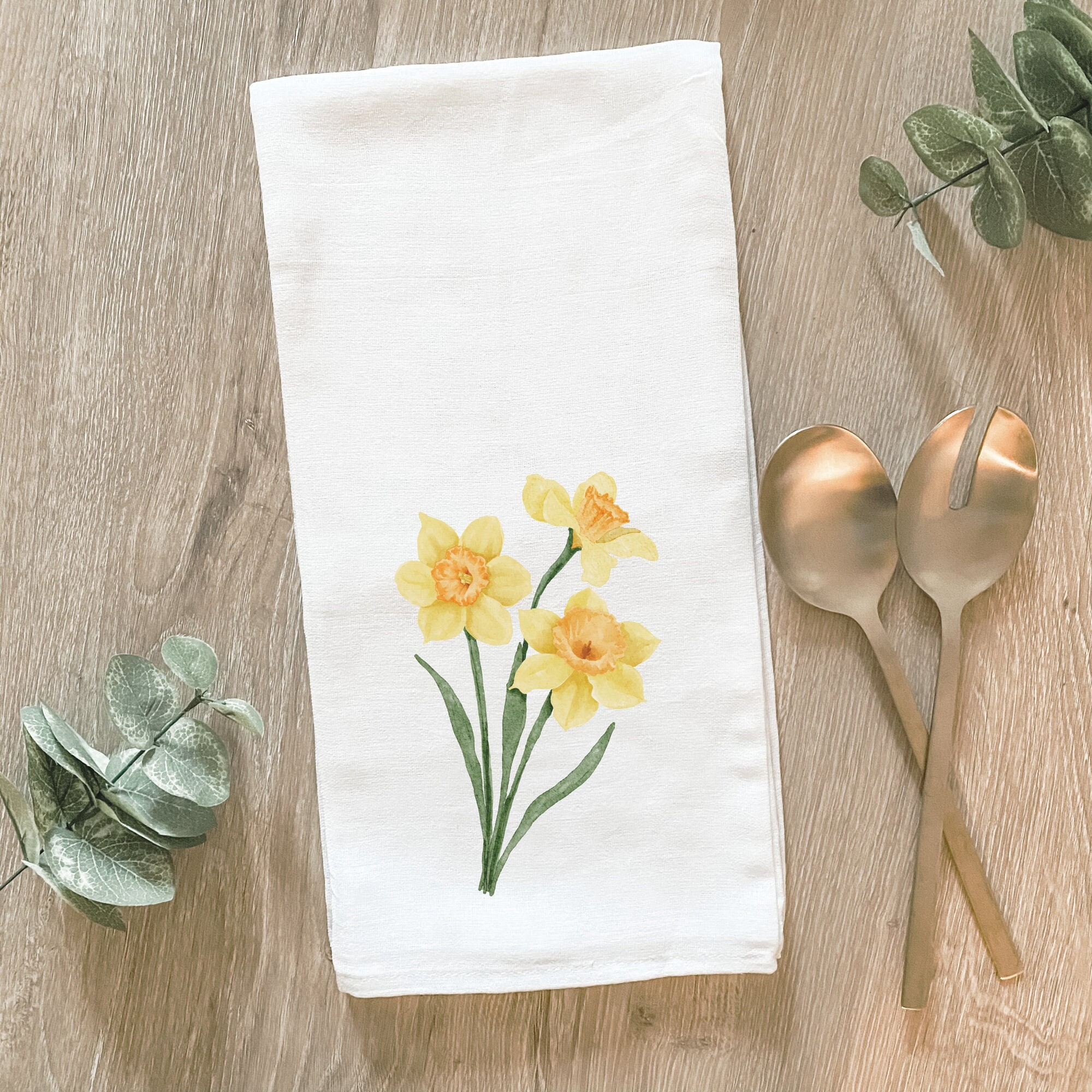 Daffodil Kitchen Tea Towel: Spring Flowers Kitchen Decor, Daffodil ...
