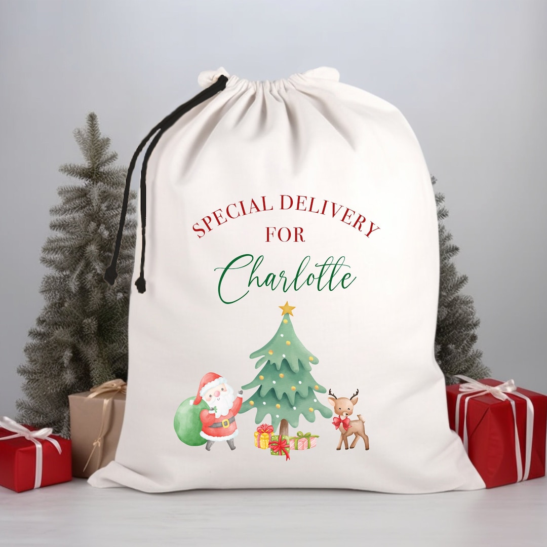 Personalized Christmas Santa Sack, Custom Holiday Gift Bag, Santa Bag ...