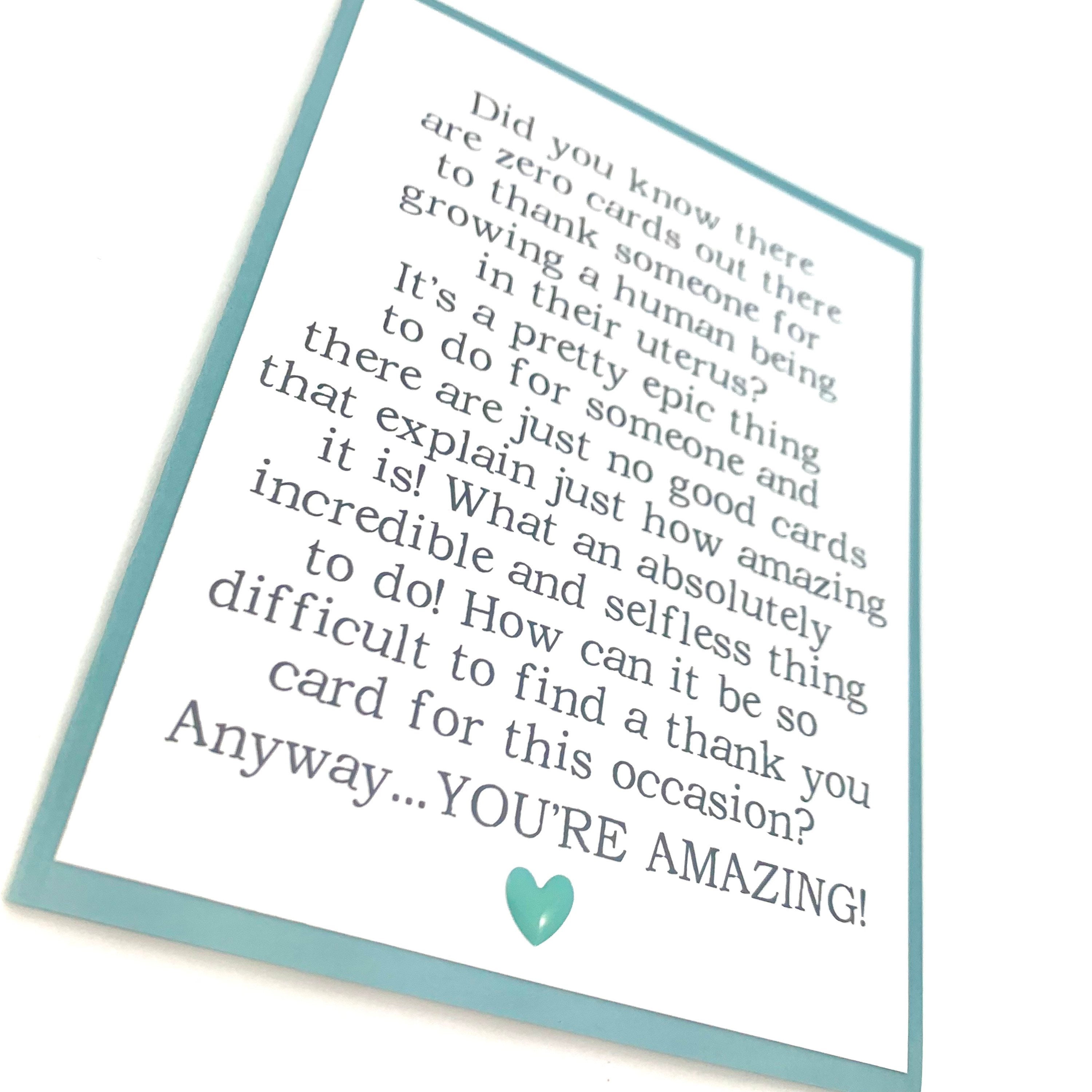 Surrogate Thank You Baby Surrogacy greeting card | Etsy