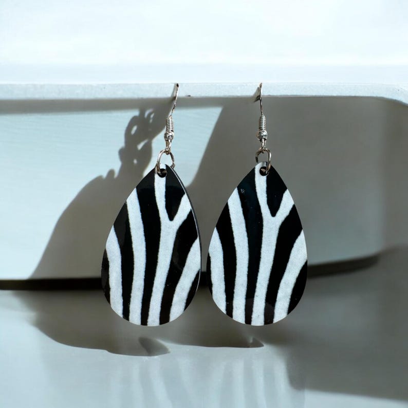 Zebra Print Photo Sublimation Teardrop Dangle Earrings - Etsy