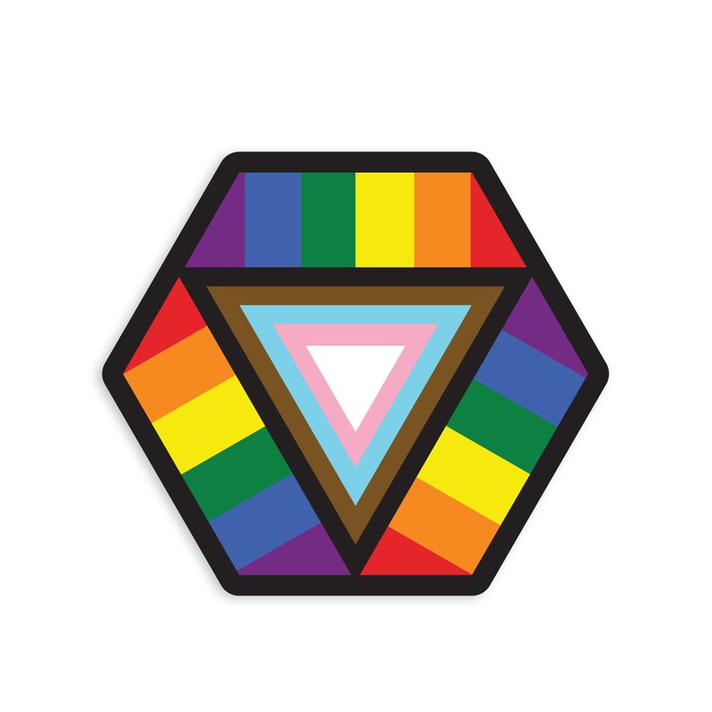 Hexagon Safe Space Progress Pride Flag LGBTQ POC Transgender Flag ...