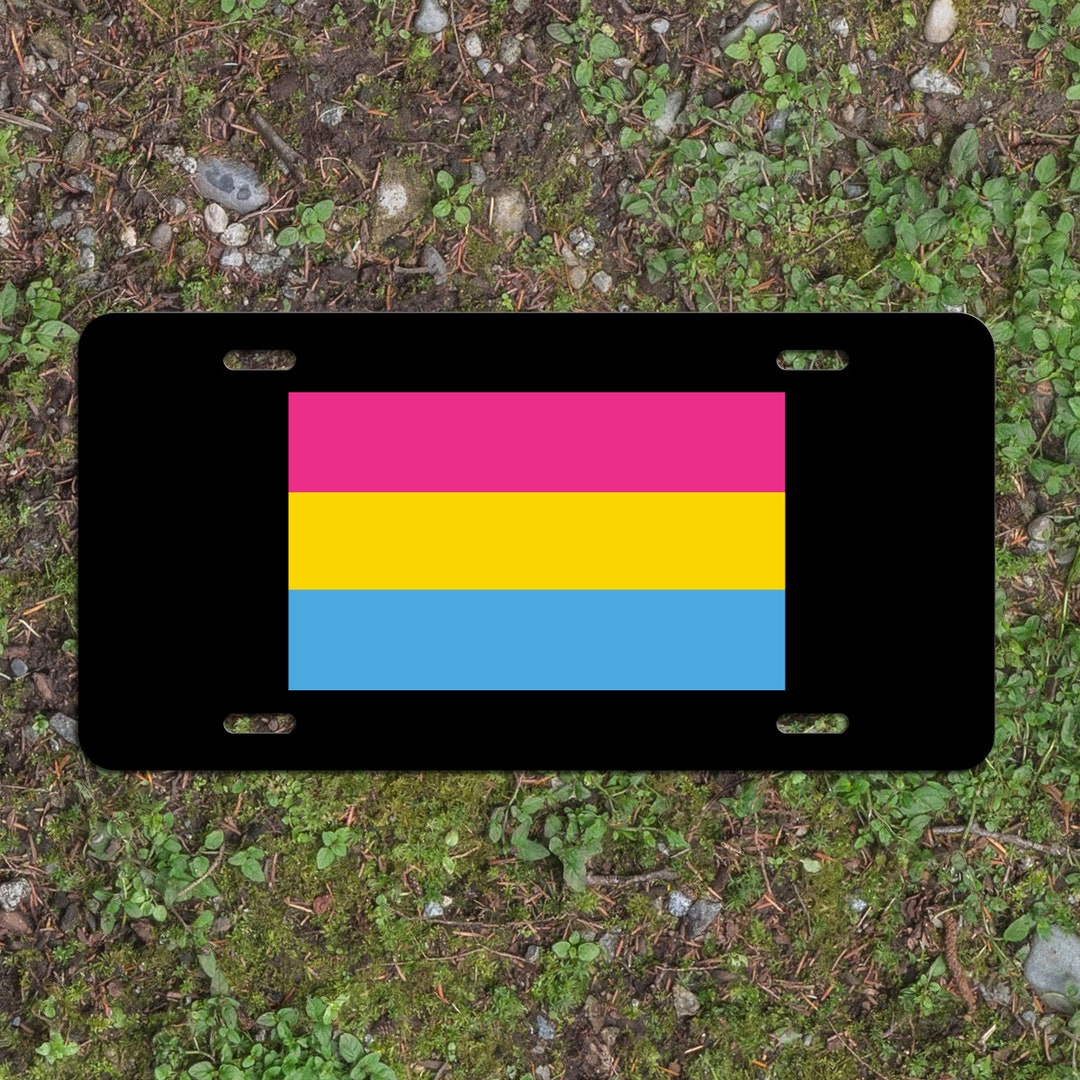 Pansexual Pride Flag LGBTQ Vibrant Color Aluminum License Plate black ...