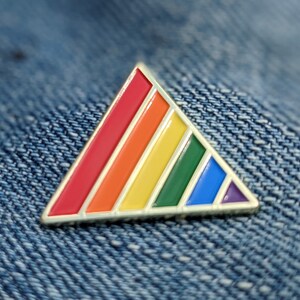 Rainbow Pride Flag Triangle Gold Plated - Enamel Lapel or Fabric Pin - Etsy