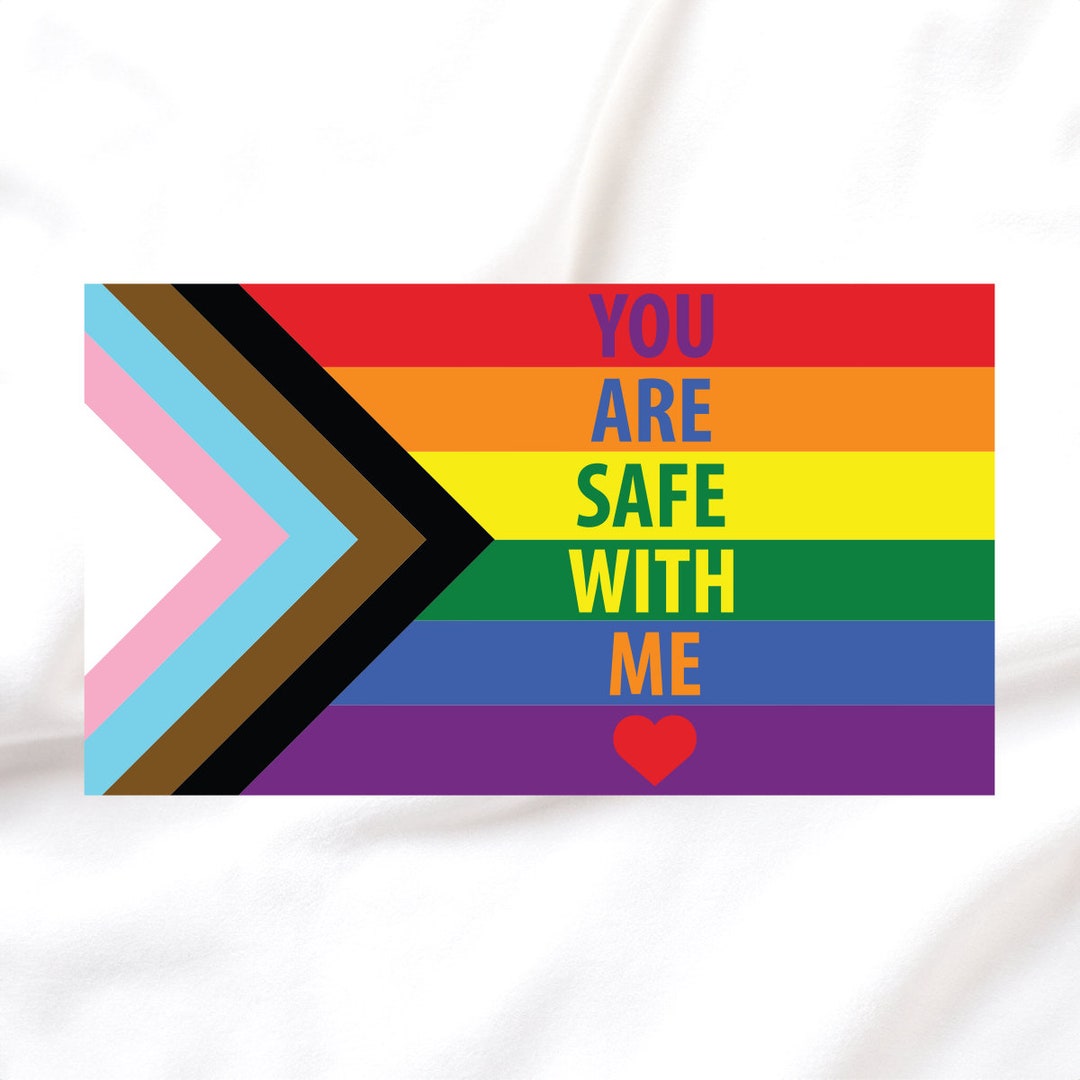 You Are Safe With Me Progress Pride Flag LGBTQ Flag - Iron-on Vinyl for ...