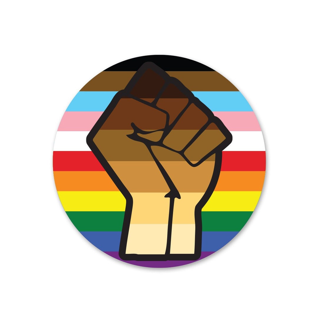 Inclusive Pride Flag Resist Fist BLM LGBTQ POC Transgender Flag Circle ...