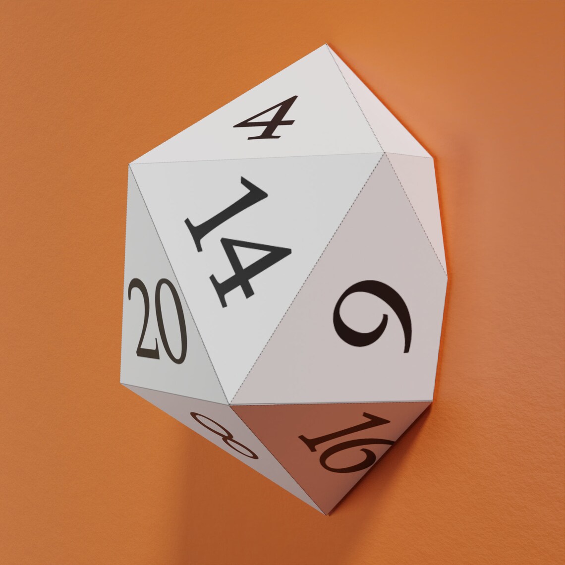 D20 Wall Mount Papercraft Model 3d Craft Template Size 9 - Etsy