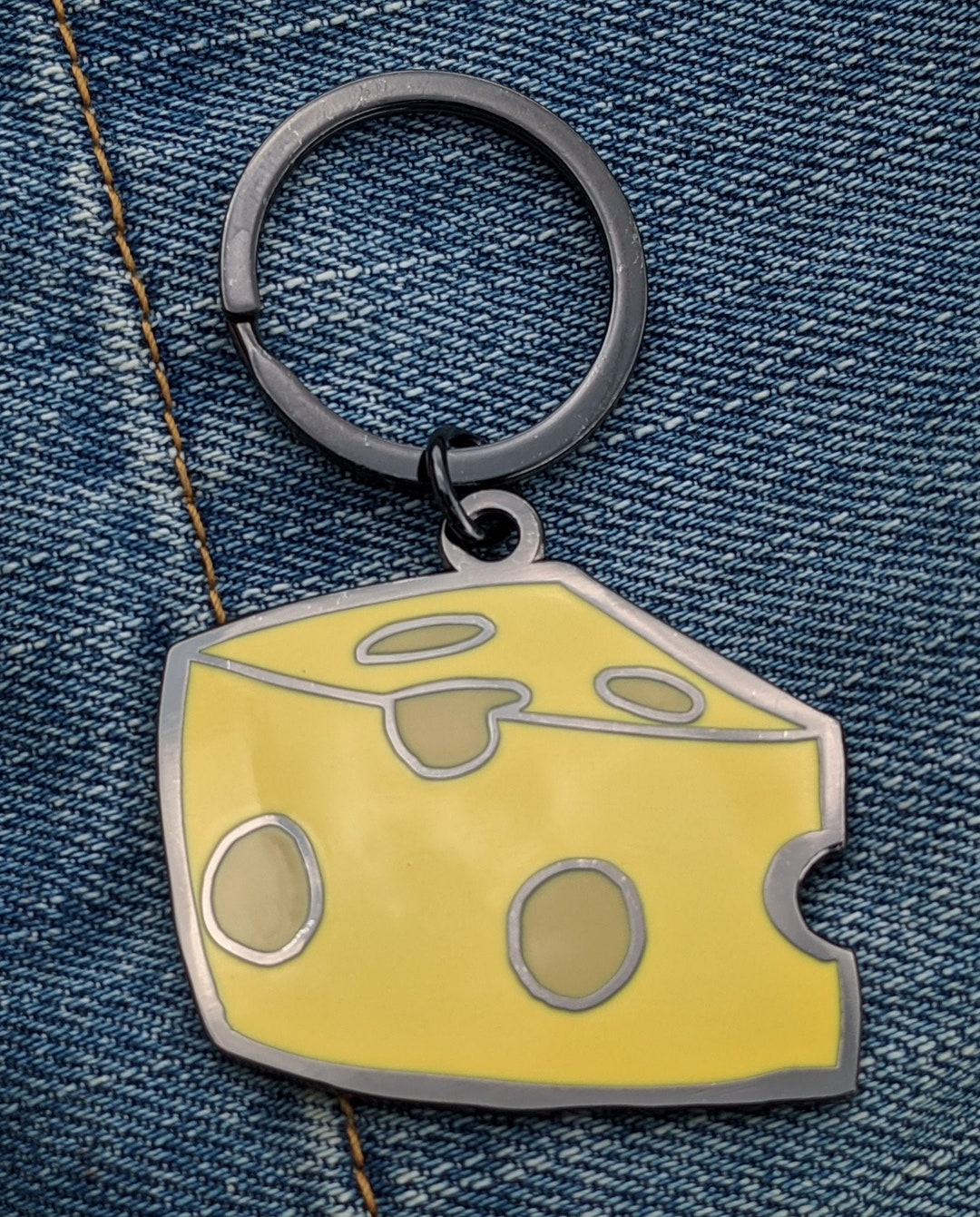 Cheddar Slice Yellow Cheese 2 Inch Metal Keychain With Keyring - Etsy