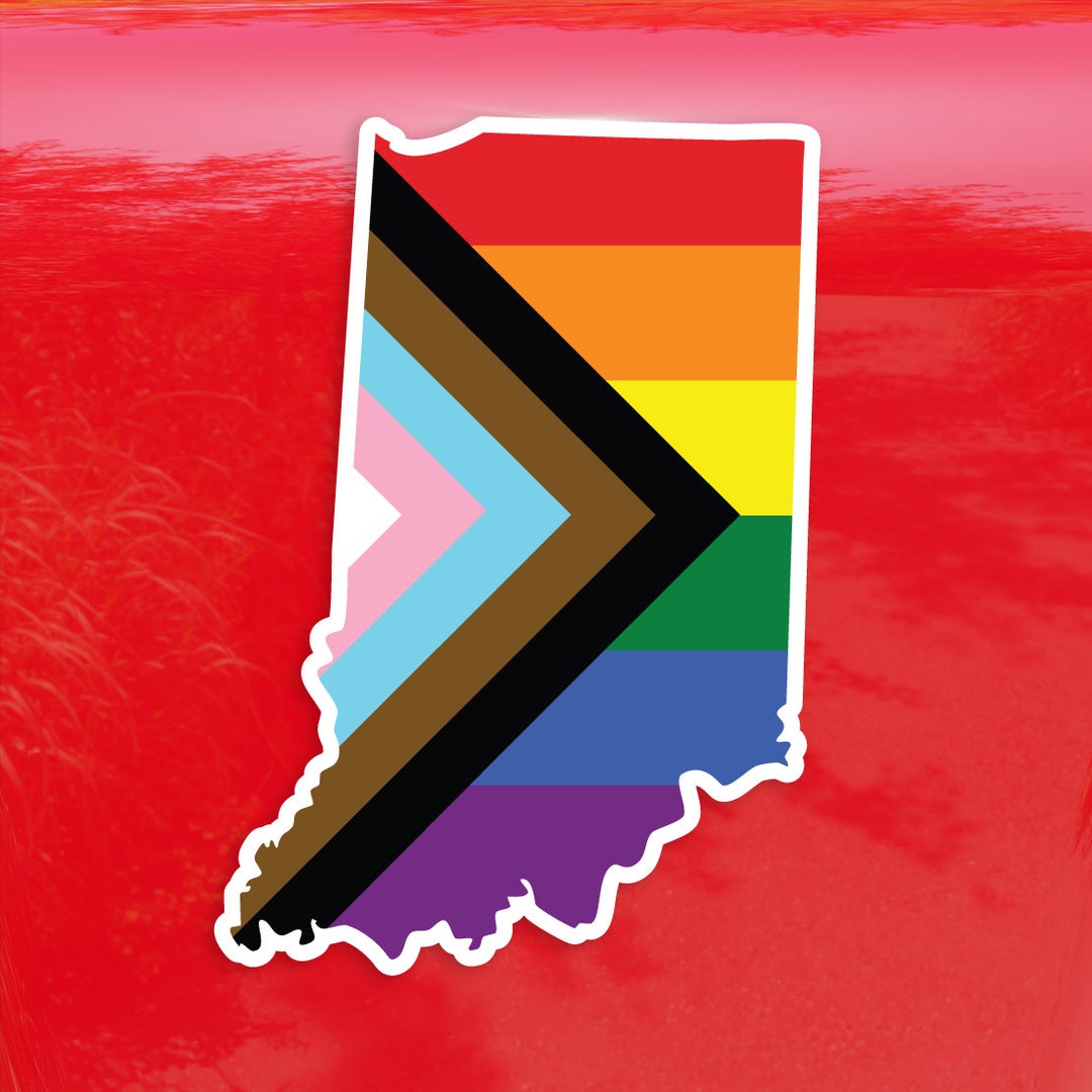 Indiana State Shape Progress Pride Flag LGBTQ POC Transgender Flag ...