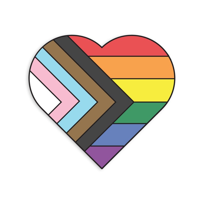 Outlined Heart Progress Pride Flag LGBTQ POC Transgender Flag - Etsy