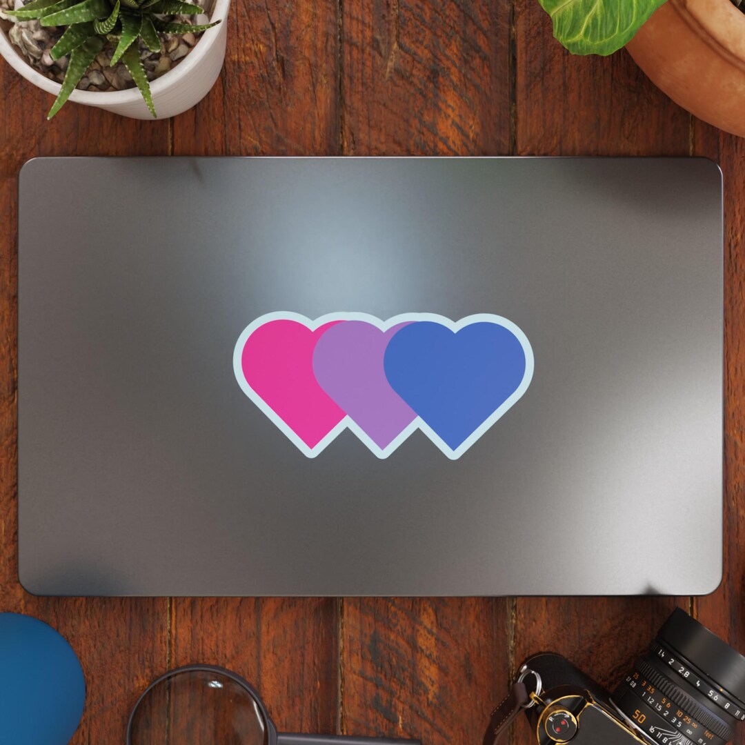 Bisexual Flag Pride Hearts Vinyl Decal Sticker – Subtle Pride Gift for ...