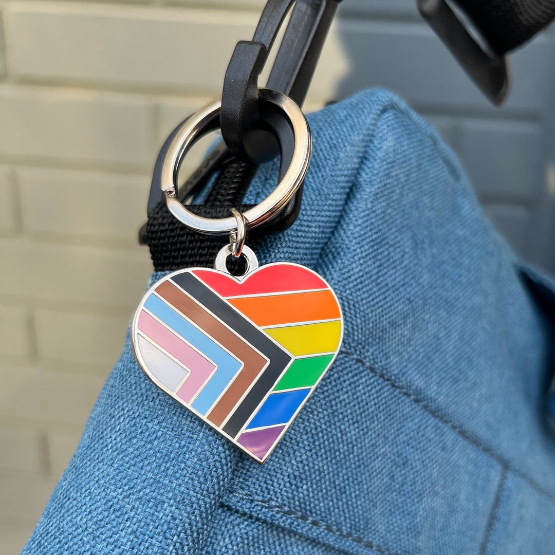 Heart Progress Pride Flag LGBTQ POC Transgender Flag - Enamel Keychain ... Heart Progress Pride Flag LGBTQ POC Transgender Flag - Enamel Keychain ...