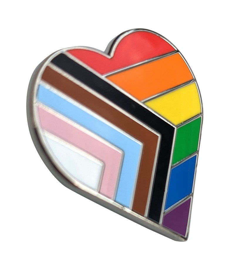 Heart Progress Pride Flag LGBTQ POC Transgender Flag Enamel Pin - Lapel ...