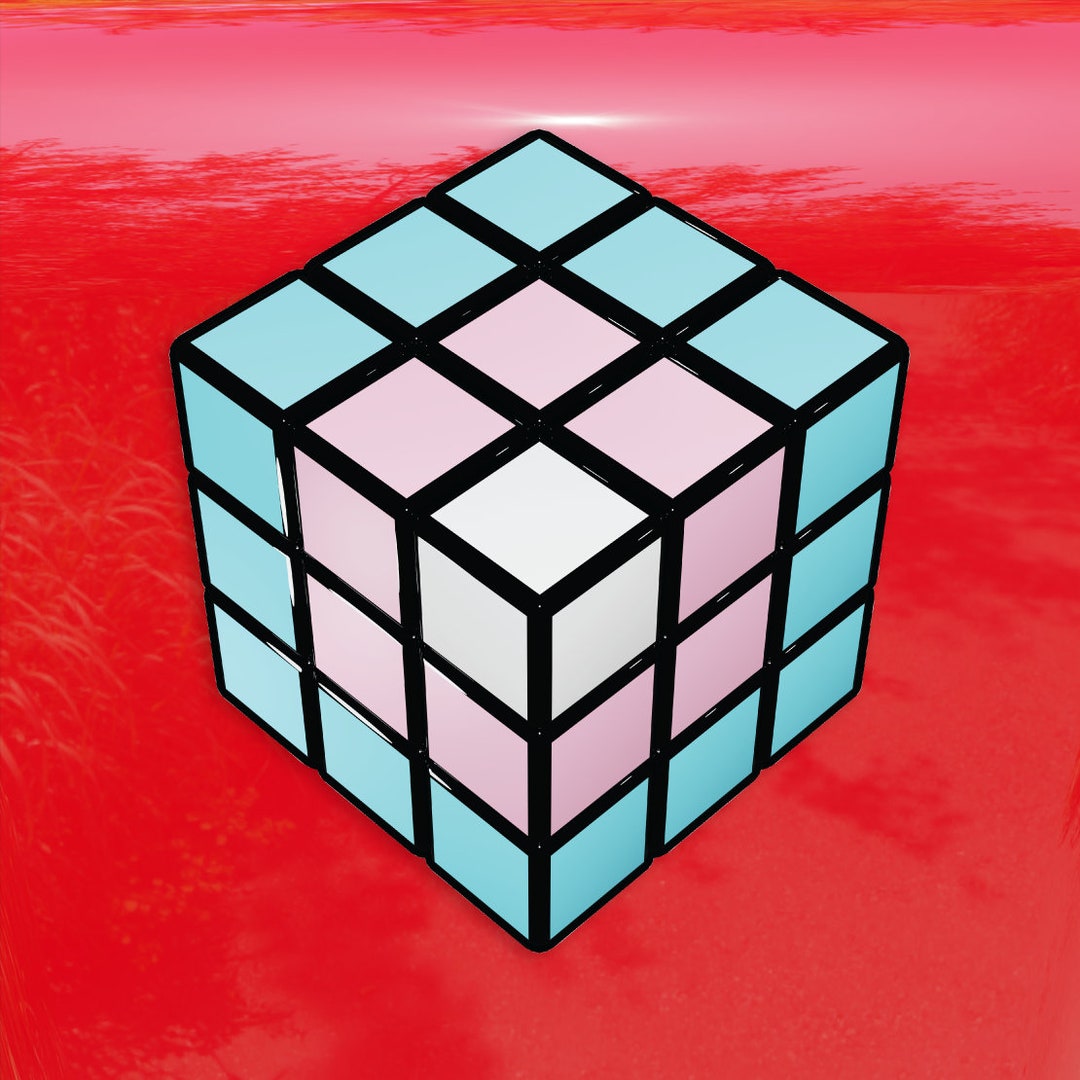 Transgender Flag Puzzle Cube Art - Vibrant Color Vinyl Decal Sticker - Etsy