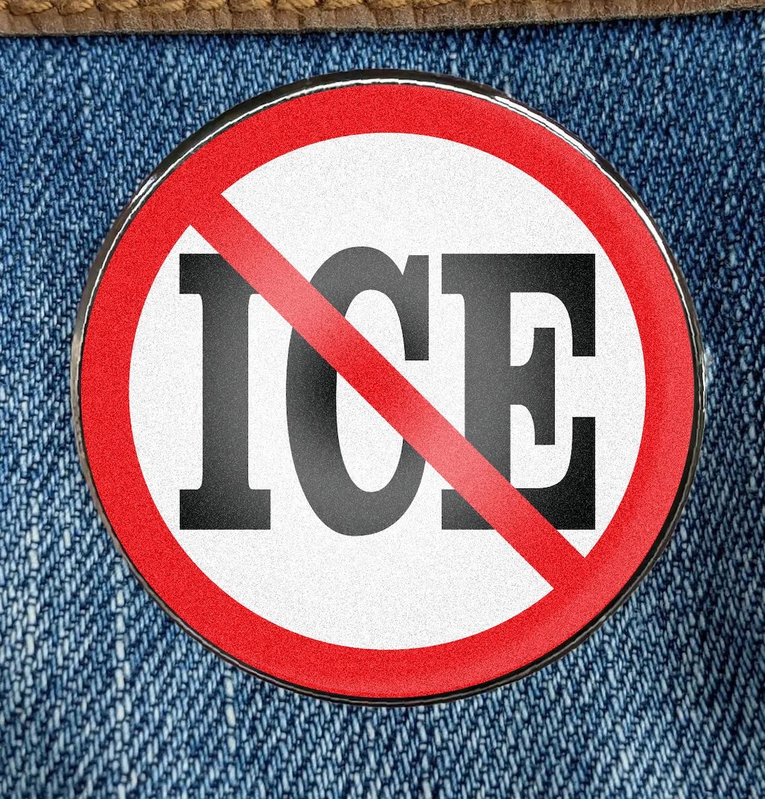Anti ICE Enamel Pin - Circular Printed Art Metal Enamel Pin Metal With ...