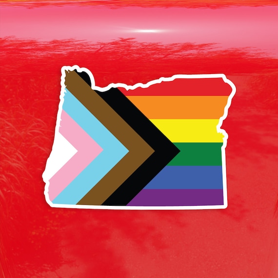 Oregon State Shape Progress Pride Flag LGBTQ POC Transgender | Etsy