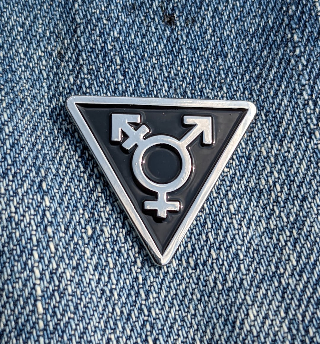 Transgender Symbol Triangle Badge Black and Silver - 1 Inch Enamel Pin ...