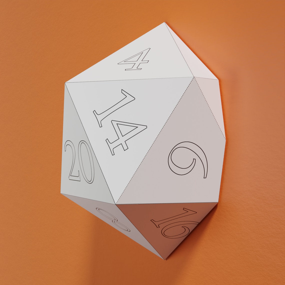 D20 Wall Mount Papercraft Model 3d Craft Template Size 9 - Etsy