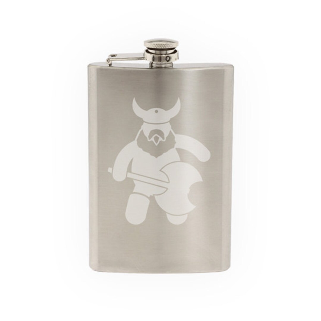 Medieval Stickman 4 Viking Battle Ax With Horned Helmet Etched 8 Oz ...