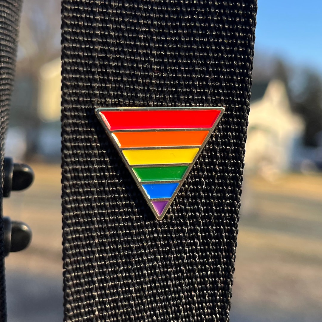 Rainbow Pride Flag Triangle Gold Plated - Enamel Lapel or Fabric Pin - Etsy