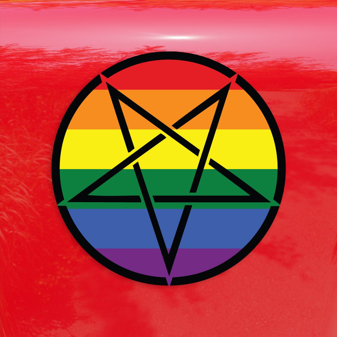 Inverted Pentagram Rainbow Pride Flag LGBTQ Flag - Vibrant Color Vinyl ...