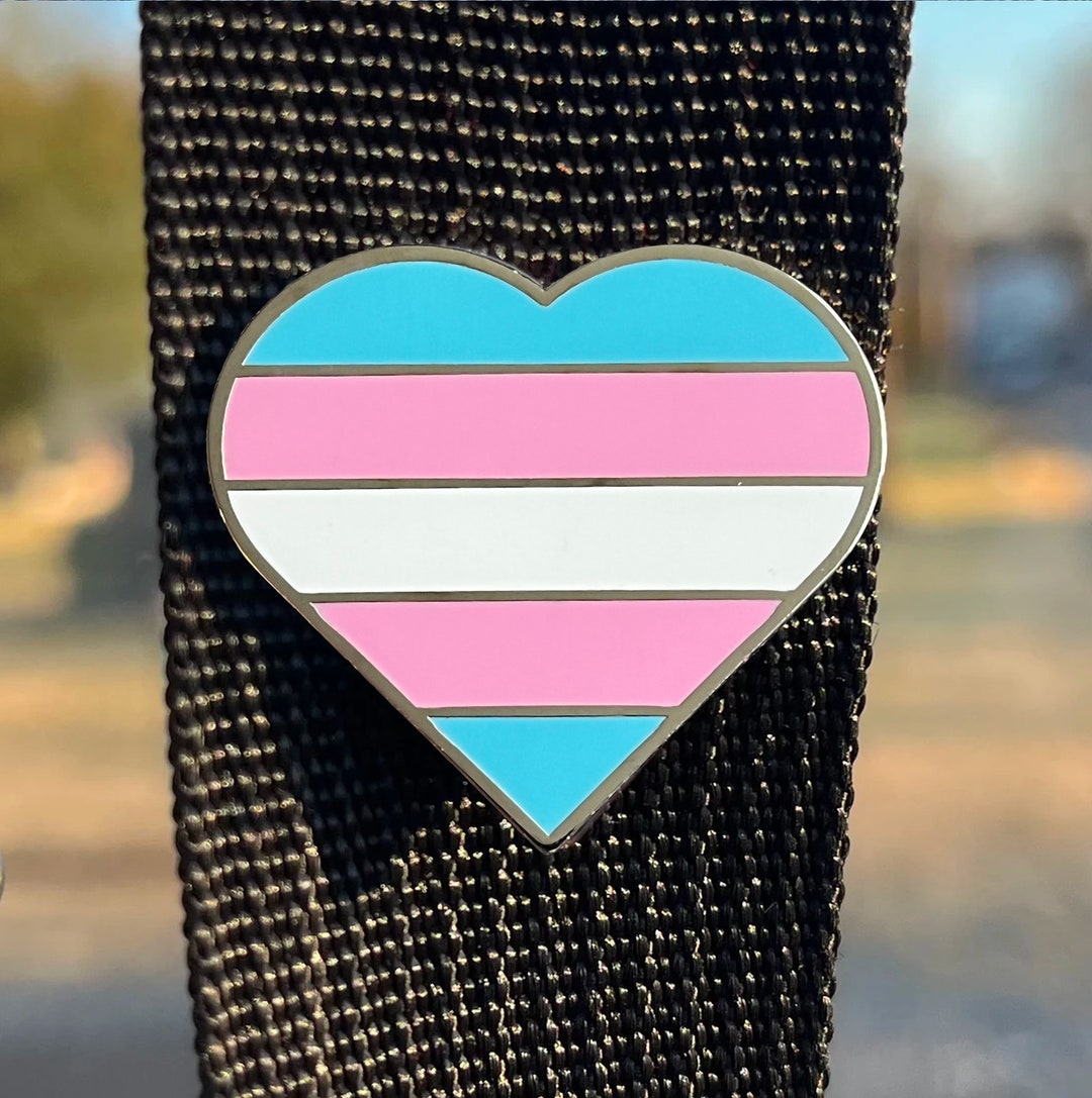 Transgender Flag Heart Enamel Pin – White, Pink, and Blue LGBTQ+ Pride ...