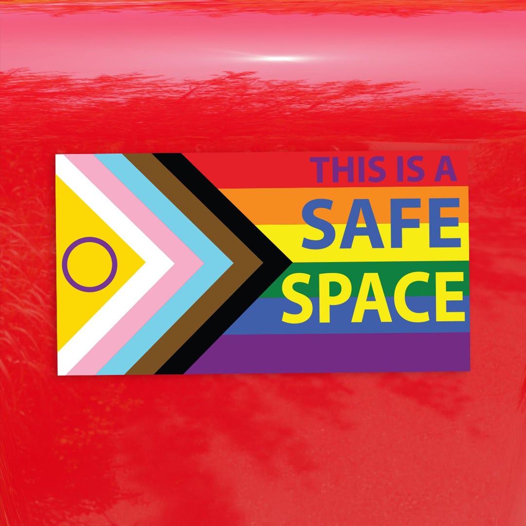 Intersex-inclusive Safe Space Progress Pride Flag Window Cling ...