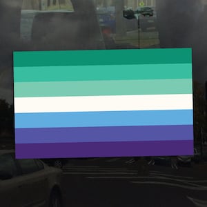 Trans Inclusive Gay Men's Pride Flag - Vibrant Static Cling Window ...