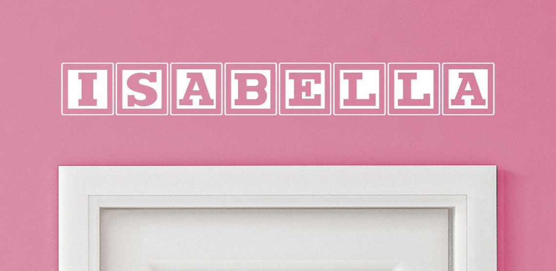Isabella Baby Block Name Bedroom Closet Door - 30 Inch Wide Wall Vinyl ...