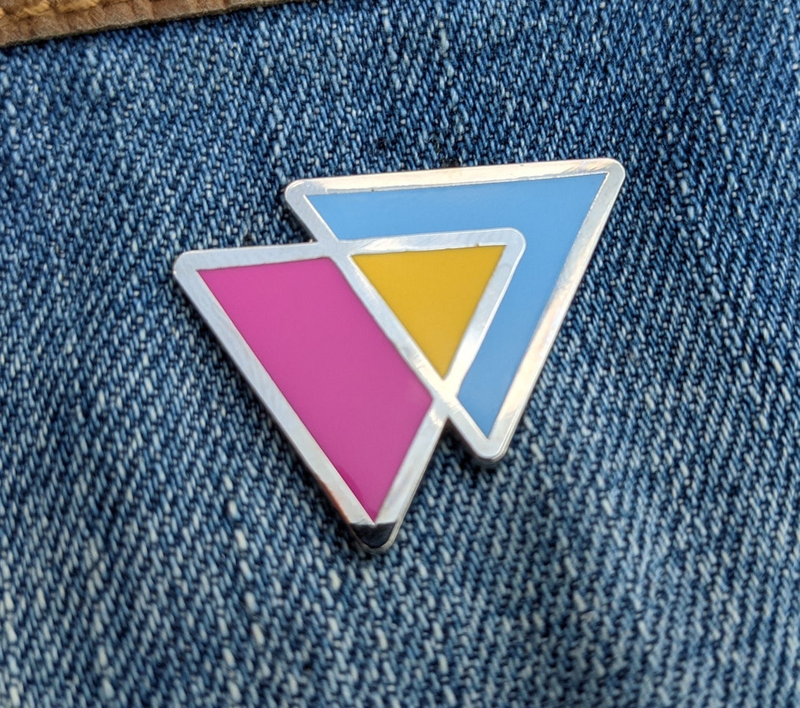 Pansexual Flag Triangles Pink Yellow and Blue Enamel Pin for | Etsy