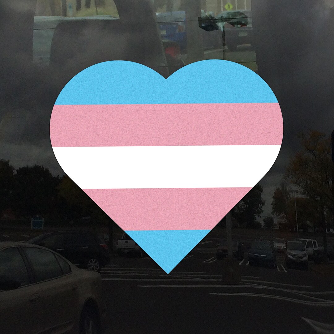 Heart Transgender Pride Flag Static Cling - Vibrant LGBTQ Window Decal ...