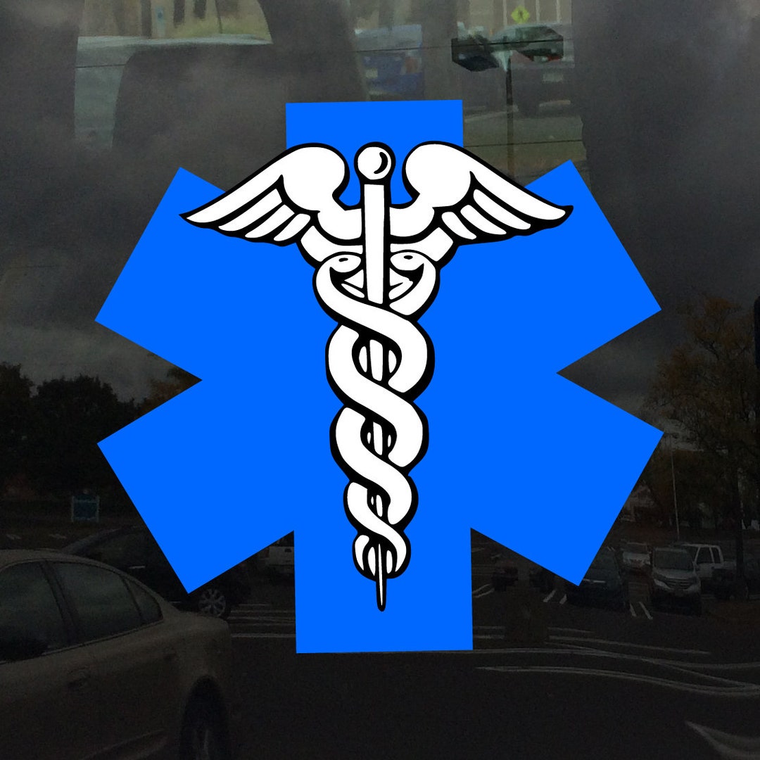 Caduceus Star of Life Symbol EMS EMT Medic - Vibrant Color Vinyl Decal ...