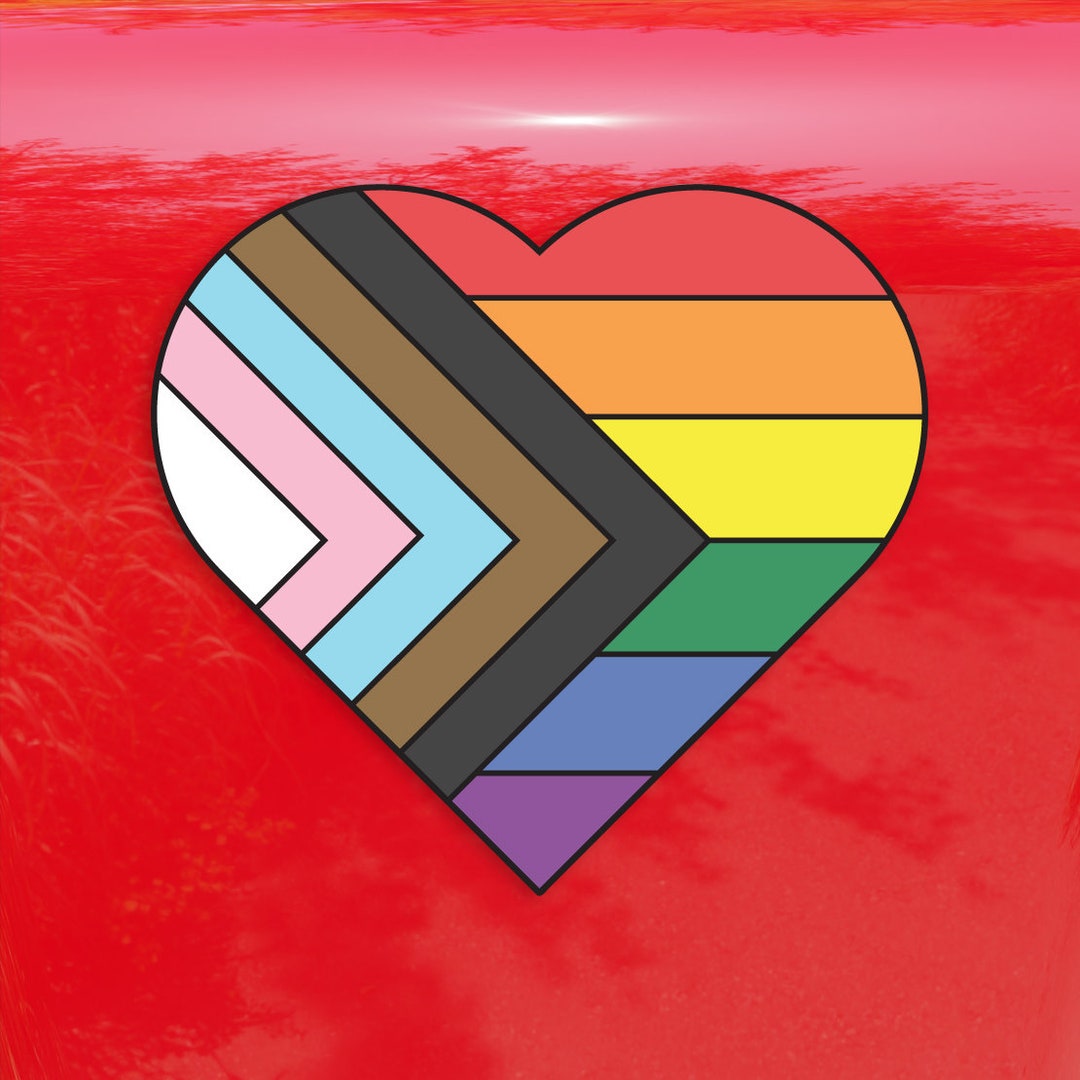 Outlined Heart Progress Pride Flag LGBTQ POC Transgender Flag - Vibrant ...