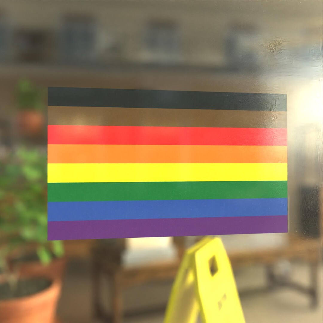 Inclusive Rainbow LGBT Pride Flag LGBTQ - Vibrant Color Static Cling ...
