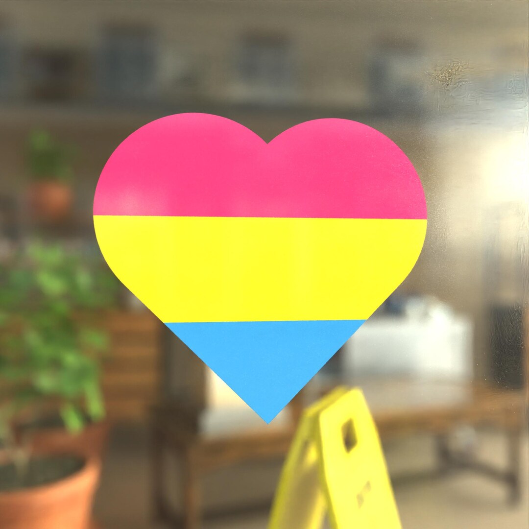 Heart Pansexual Pride Flag - Vibrant Color Static Cling Window Cling ...