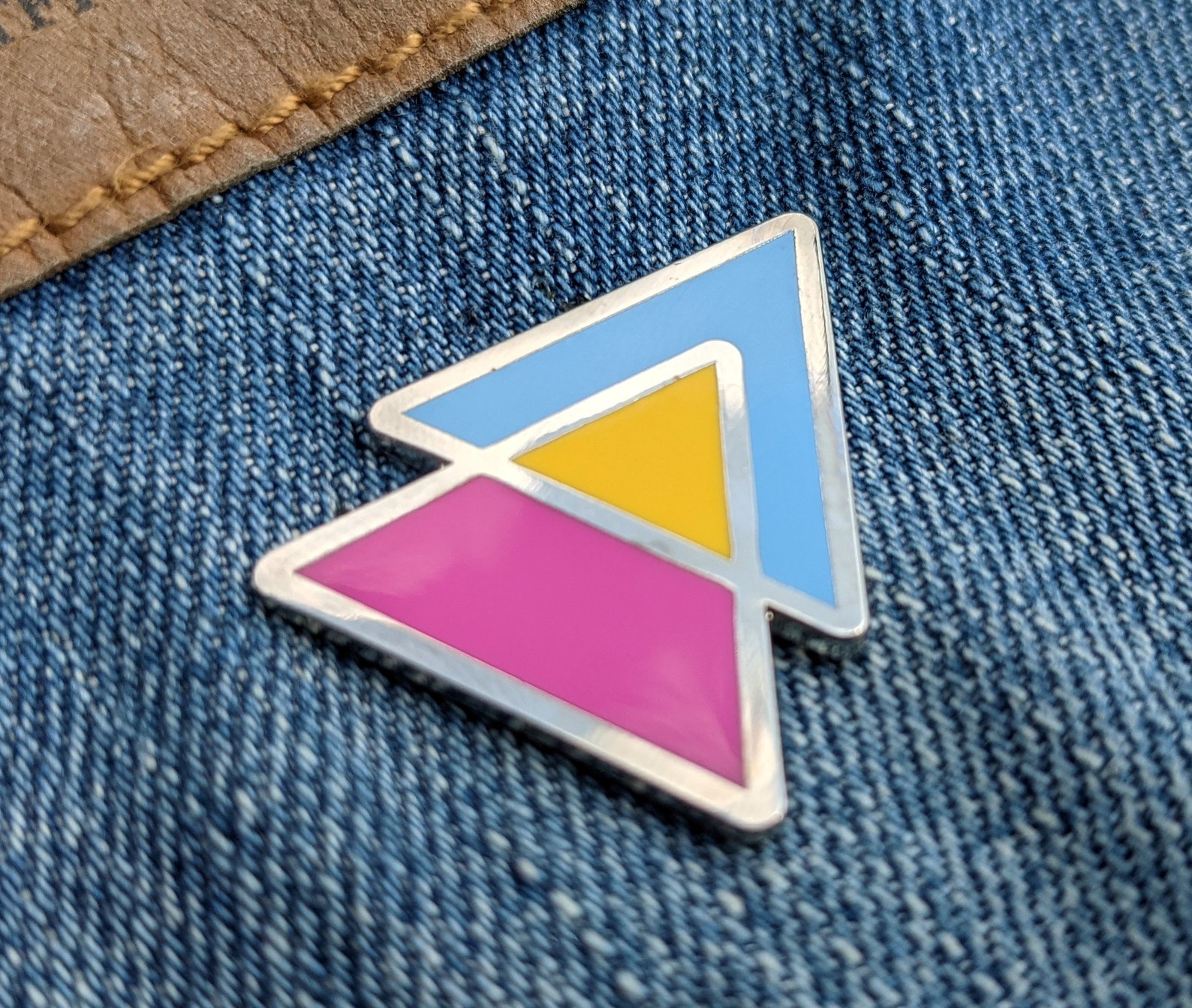 Pansexual Flag Triangles Pink Yellow and Blue Enamel Pin for | Etsy