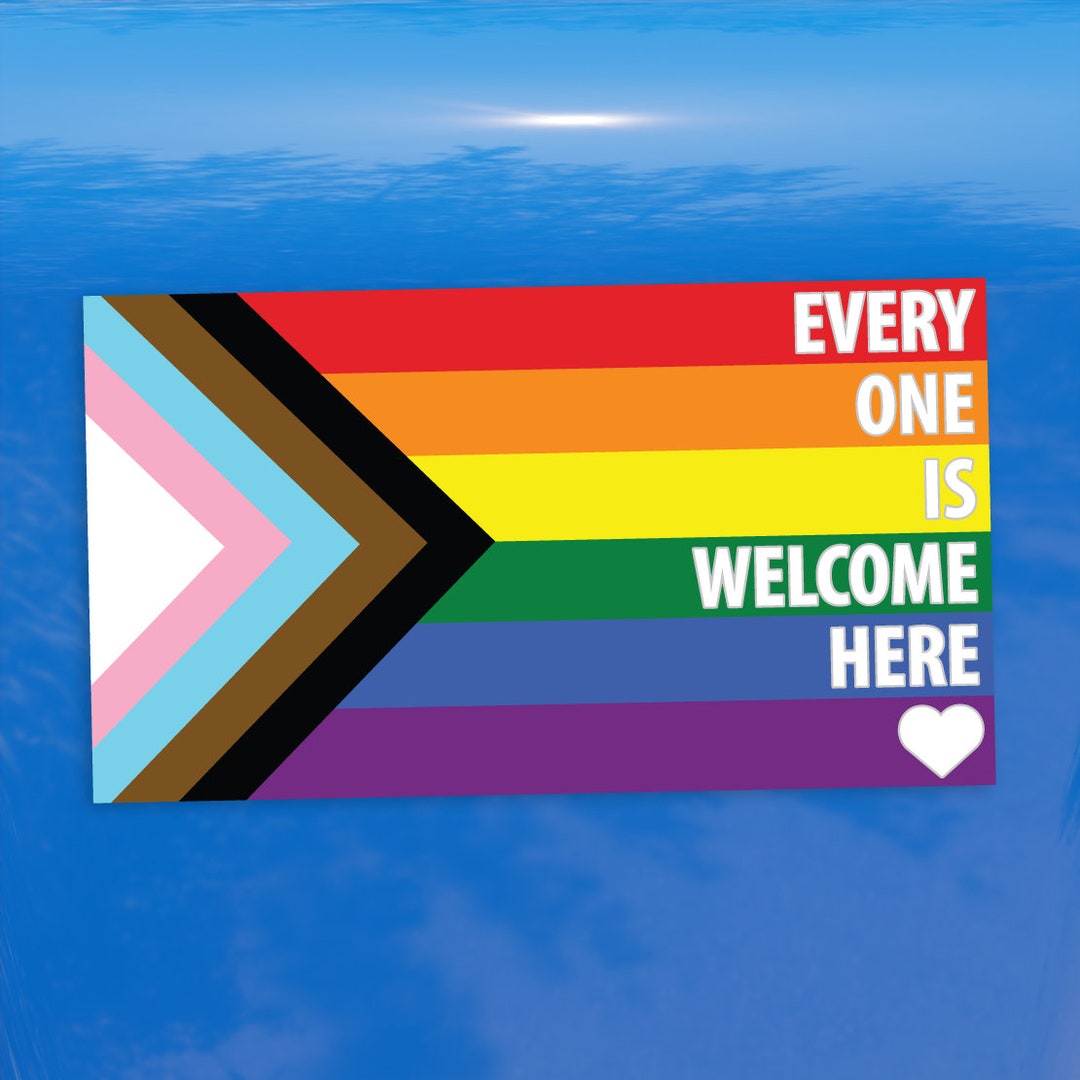 Every One is Welcome Here Progress Pride Flag LGBTQ POC Transgender ...