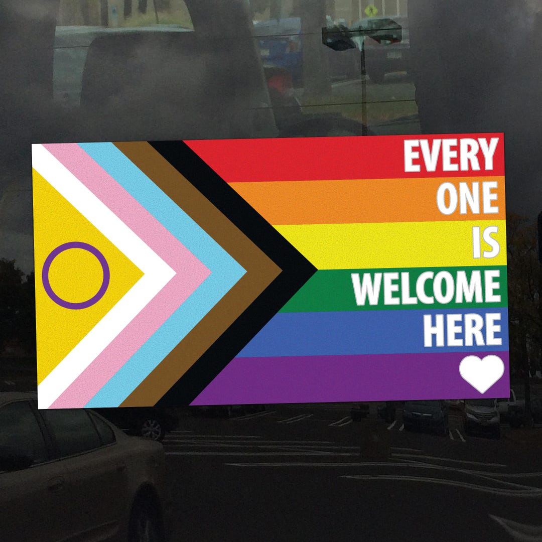 Intersex Progress Pride Flag Every One is Welcome Here LGBTQ POC Trans ...